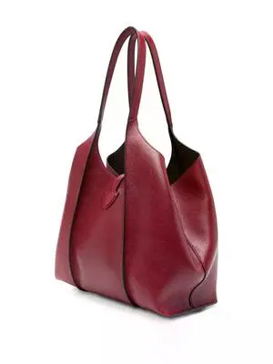 TOD'S T-bar Clasp Leather Tote Bag - Red