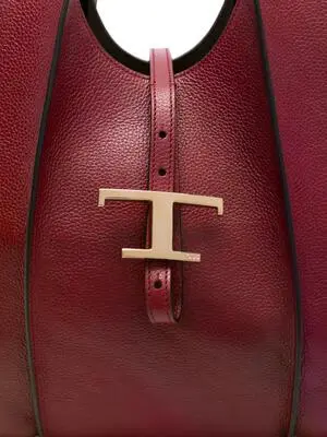 TOD'S T-bar Clasp Leather Tote Bag - Red