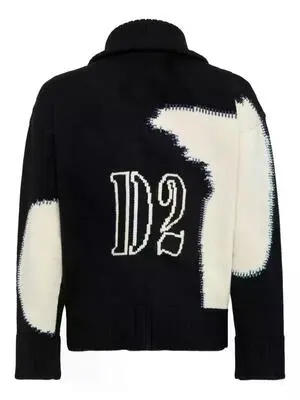Dsquared2 Zip-up Cardigan With Jacquard Logo Motif