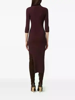Elisabetta Franchi High-neck Ribbed-knit Dress - Red