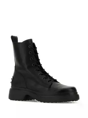 TOD'S Lace-up Platform Combat Boots - Black