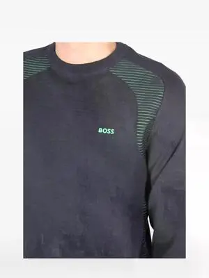 BOSS Striped Panel Crew Neck Sweatshirt