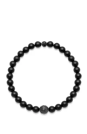 NIALAYA JEWELRY Matte Onyx And Cz Diamond Bracelet - Black