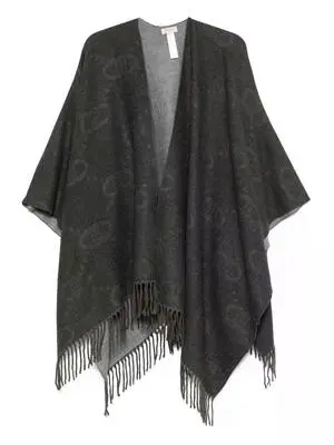 Liu Jo Patterned Poncho With Fringed Edges