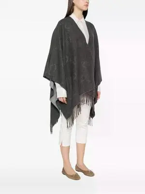 Liu Jo Patterned Poncho With Fringed Edges