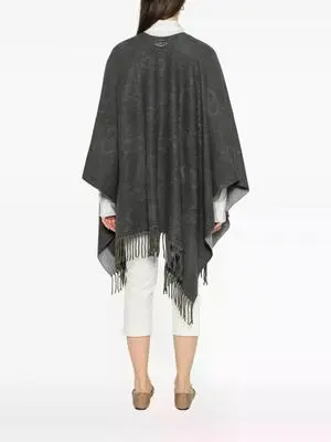 Liu Jo Patterned Poncho With Fringed Edges