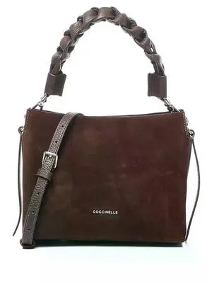 COCCINELLE Braided-handle Suede Shoulder Bag - Brown