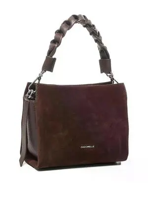 COCCINELLE Braided-handle Suede Shoulder Bag - Brown