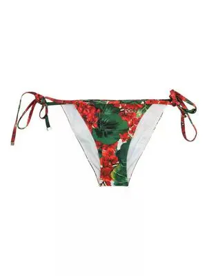 Dolce & Gabbana Floral-print Tie-side Bikini Bottoms - Red