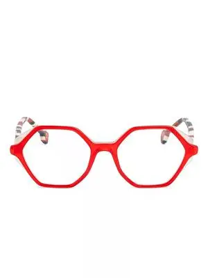 ETNIA BARCELONA Geometric Eyeglasses With Patterned Arms - Red