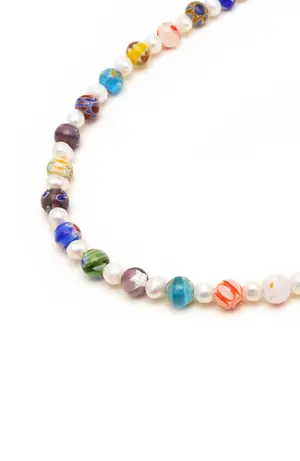 NIALAYA JEWELRY Pearl Necklace With Glass Beads