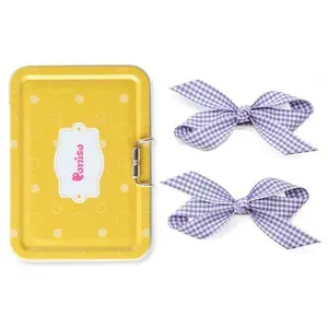 PUTTISU 2-piece Bow Clip Set - Violet Gingham