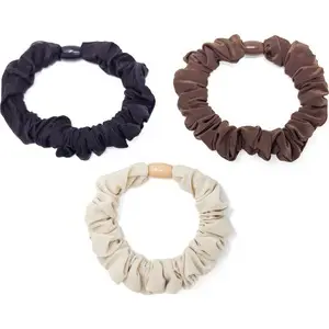 PUTTISU 3-Piece Bead Core Elastic Scrunchie Set Deep Earth Tones