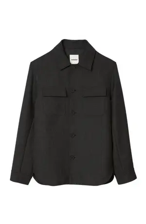 Sandro Wool Overshirt With Pockets - Dark Grey