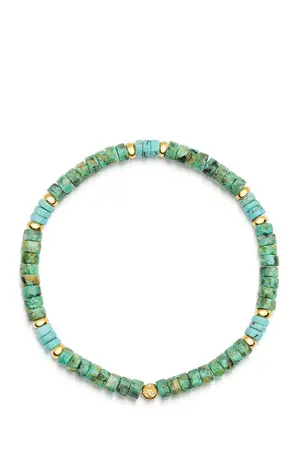NIALAYA Heishi Beaded Wristband - Turquoise /gold