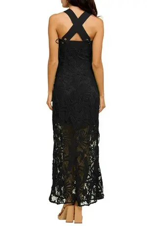 CIEBON Krystina Crochet Maxi Dress - Black