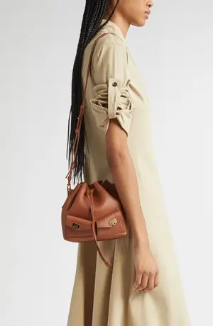 FERRAGAMO Mini Harley Leather Drawstring Bucket Bag