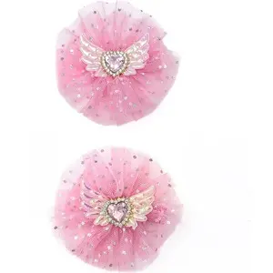 PUTTISU Angel Sparkle Wings Clip Set - Rose Pink