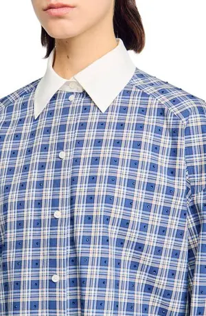 Sandro Rhinestone Checkered Shirt