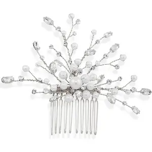 Brides & Hairpins Ziva Austrian Crystal & Faux Pearl Hair Comb - Silver