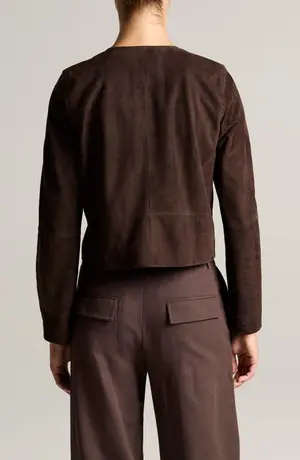 Vince Crop Suede Jacket - Iron