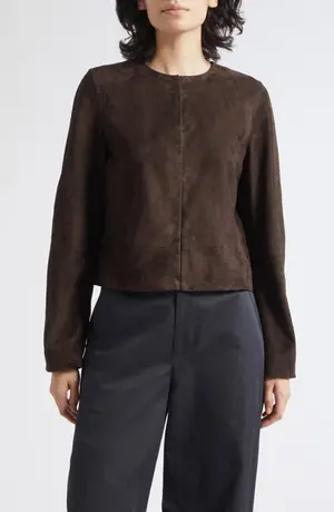 Vince Crop Suede Jacket - Iron