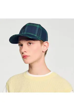 Sandro Checked Cap - Blue