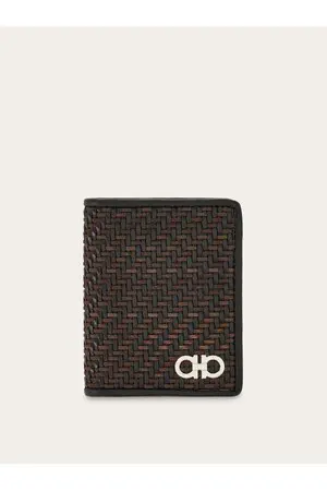 FERRAGAMO Woven Credit Card Holder - Black