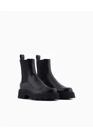 Emporio Armani Leather Beatle Boots