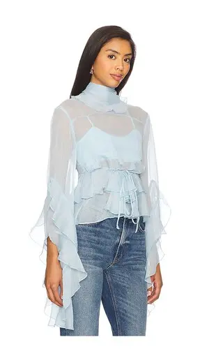 Bardot Anyssa Ruffle Blouse - Soft Blue