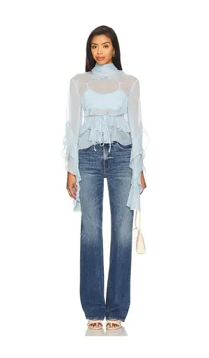 Bardot Anyssa Ruffle Blouse - Soft Blue