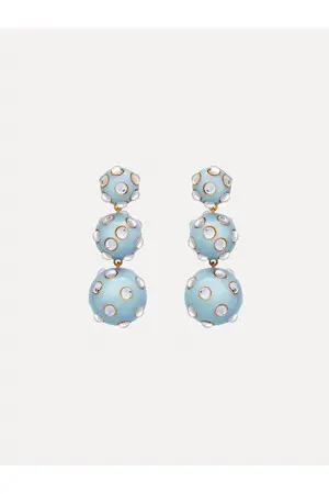 Oscar De La Renta Enamel Cabochon Drop Clip-on Earrings - Natural