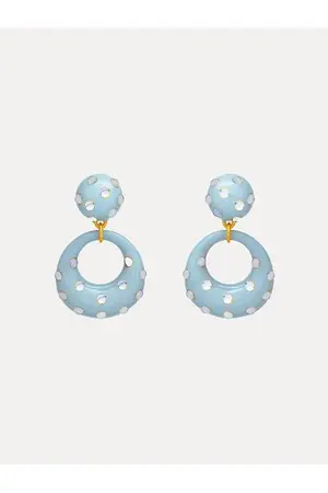 Oscar De La Renta Enamel Cabochon Hoop Clip-on Earrings - Natural