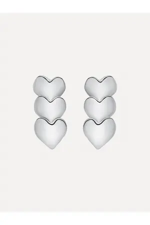Oscar De La Renta Heart Drop Clip-on Earrings - Silver