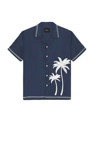 Rails Gibson Shirt In Navy - Navy White Palm