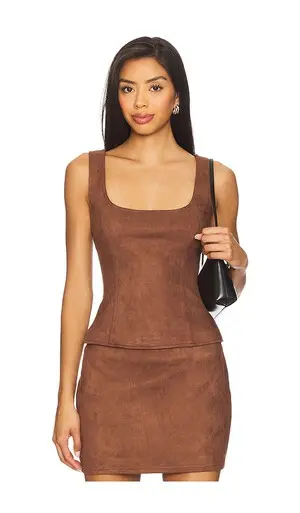 Brown Faux Suede Tops