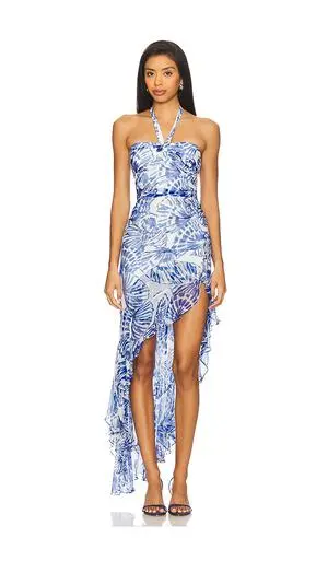Amanda Uprichard Marabou Dress - Shell Print