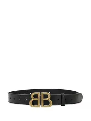Balenciaga Bb Plaque Leather Belt - Black