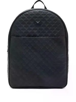 Emporio Armani Embossed Eagle-logo Backpack - Black
