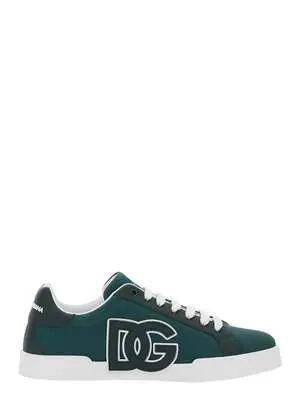 Dolce & Gabbana Portofino Low Top Sneakers With Logo Patch - Green