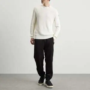 Moncler Cotton Woven Crew Neck Jumper - White