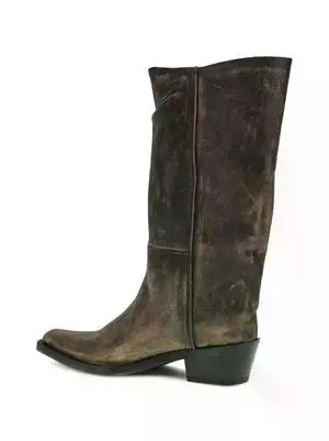 Khaite Clive Calf Leather Boots - Brown