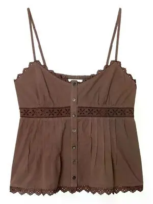 Xirena Lace-trimmed Sleeveless Shirt - Brown