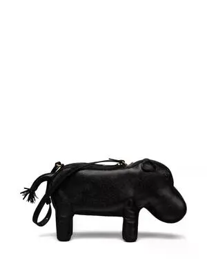 Thom Browne Hippo Bag In Pebble Grain Leather - Black