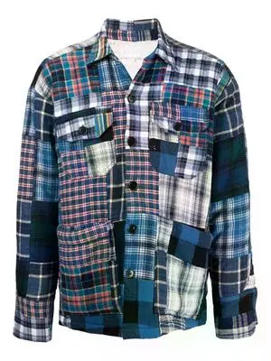 GREG LAUREN Patchwork Cotton Shirt Jacket