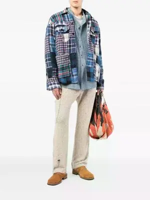 GREG LAUREN Patchwork Cotton Shirt Jacket