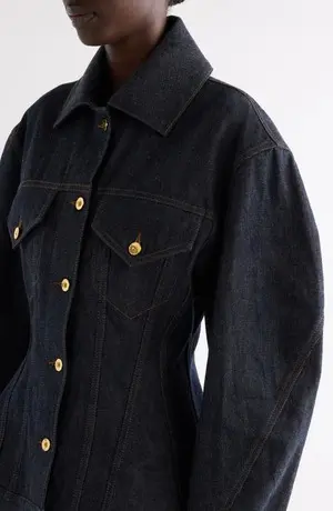 Givenchy Cocoon Waisted Denim Jacket - Dark Blue