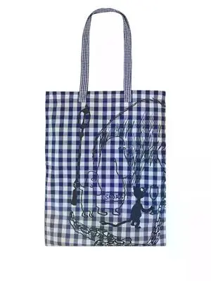COMME DES GARÇONS TAO Gingham Graphic-print Tote Bag - Blue