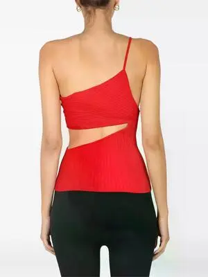 ANDREĀDAMO One-shoulder Cut-out Top - Red