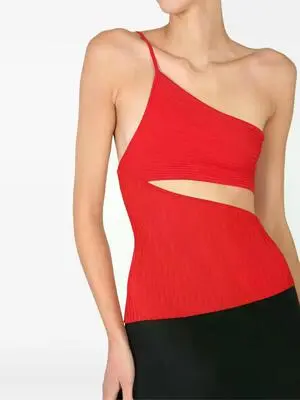 ANDREĀDAMO One-shoulder Cut-out Top - Red